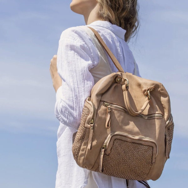 Italian Leather Backpack for Men - Etsy
