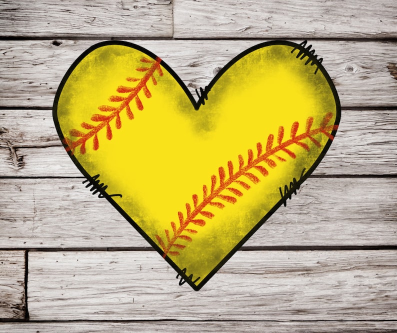 Softball PNG Softball Heart File Softball Clipart Softball - Etsy