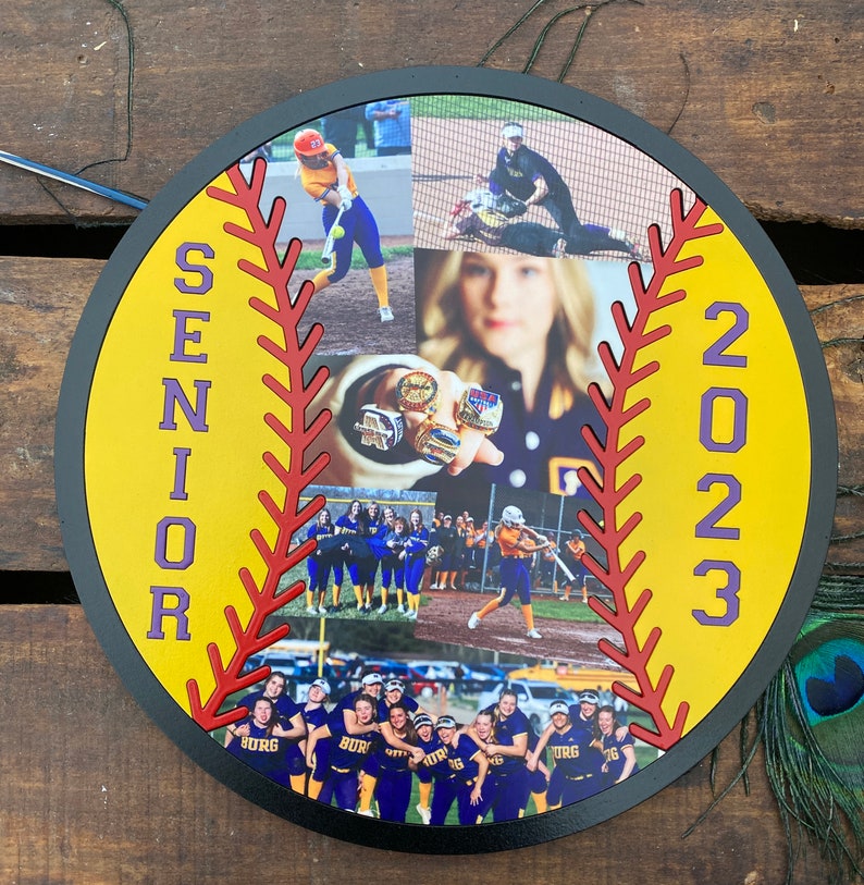 Personalized Softball Photo Collage, Senior Gift, Wooden Sign - Etsy