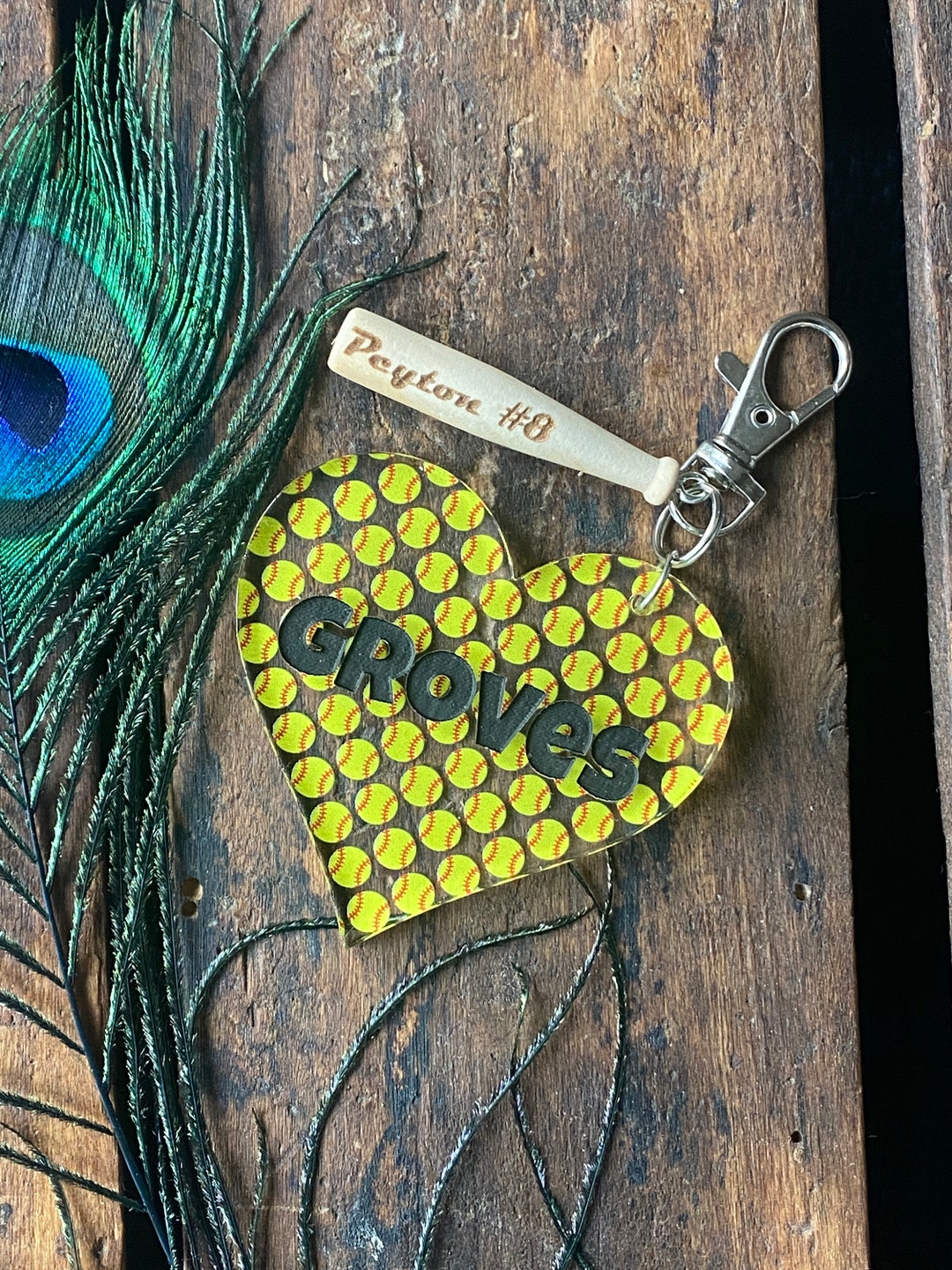 Softball Team Gift, Softball Keychain With Name, Personalized Softball ...