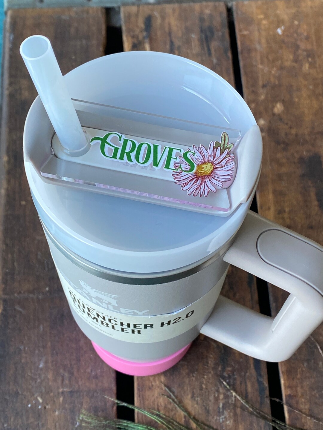 Personalized Stanley Cup Lid Top, Birth Month Flower Name Tag for 30oz ...