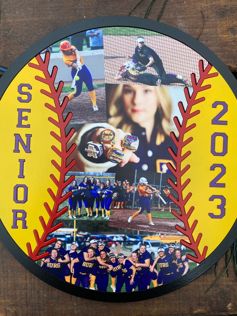 Personalized Softball Photo Collage, Senior Gift, Wooden Sign - Etsy