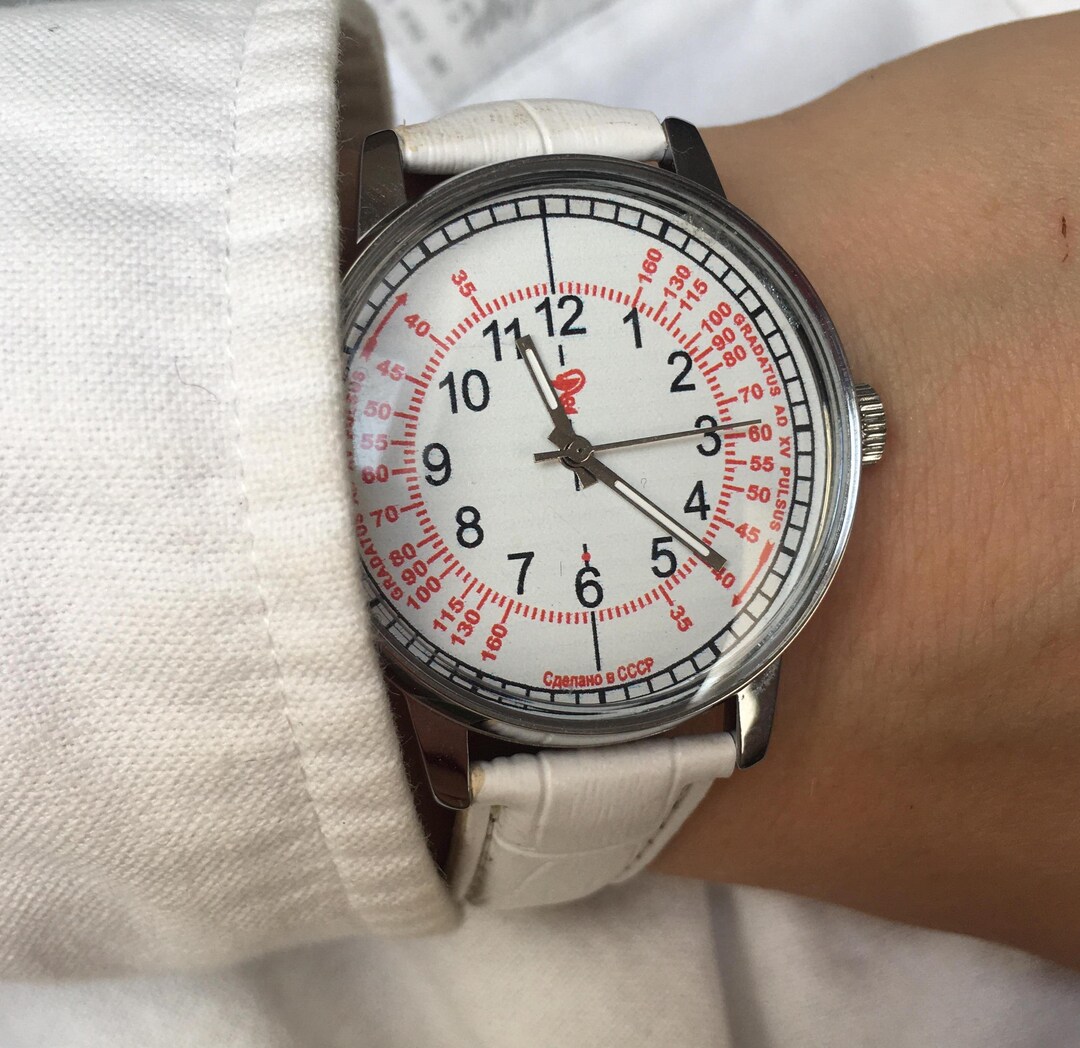 White Wrist Watch Soviet Era Doctors Gradatus AD XV Pulsus Watch - Etsy