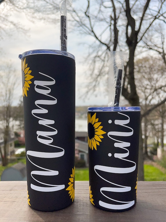 Mama And Mini Tumbler Set Mommy And Me Tumbler Set Sunflower Etsy