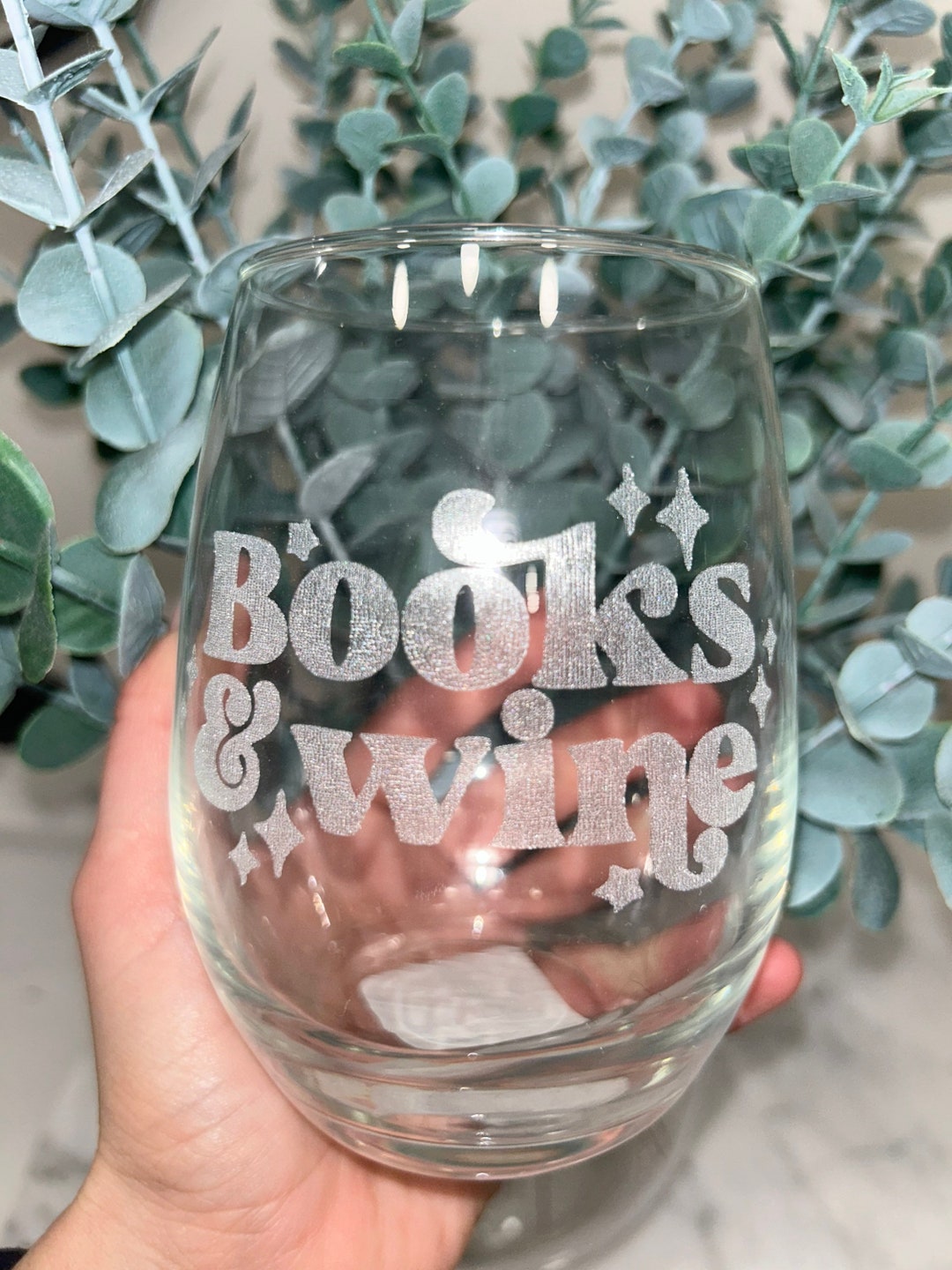 Books and Wine Stemless Wine Glass, Book Lover Wine Glass - Etsy