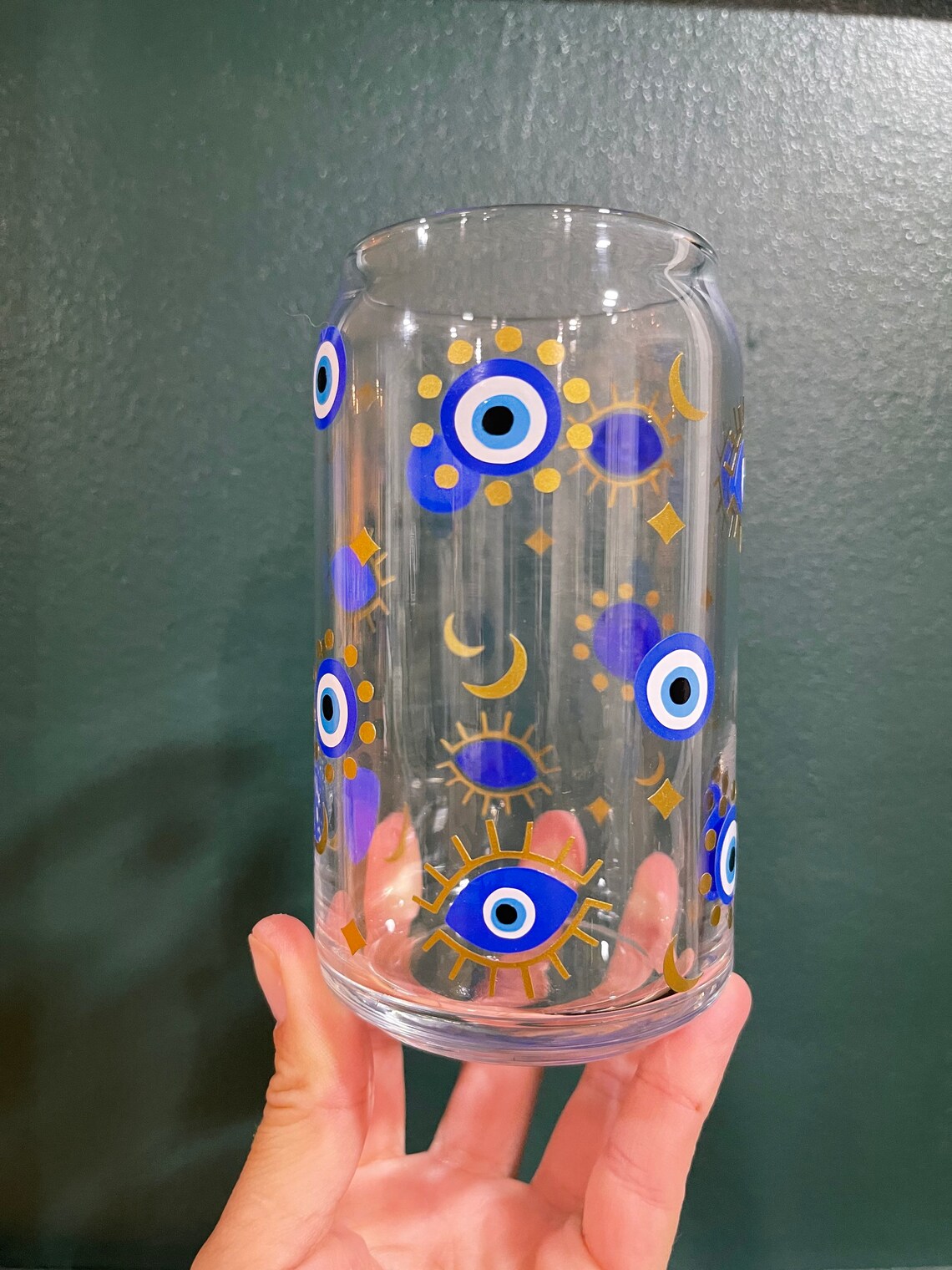 Evil Eye Beer Can Glass, Evil Eye Glass Coffee Cup - Etsy