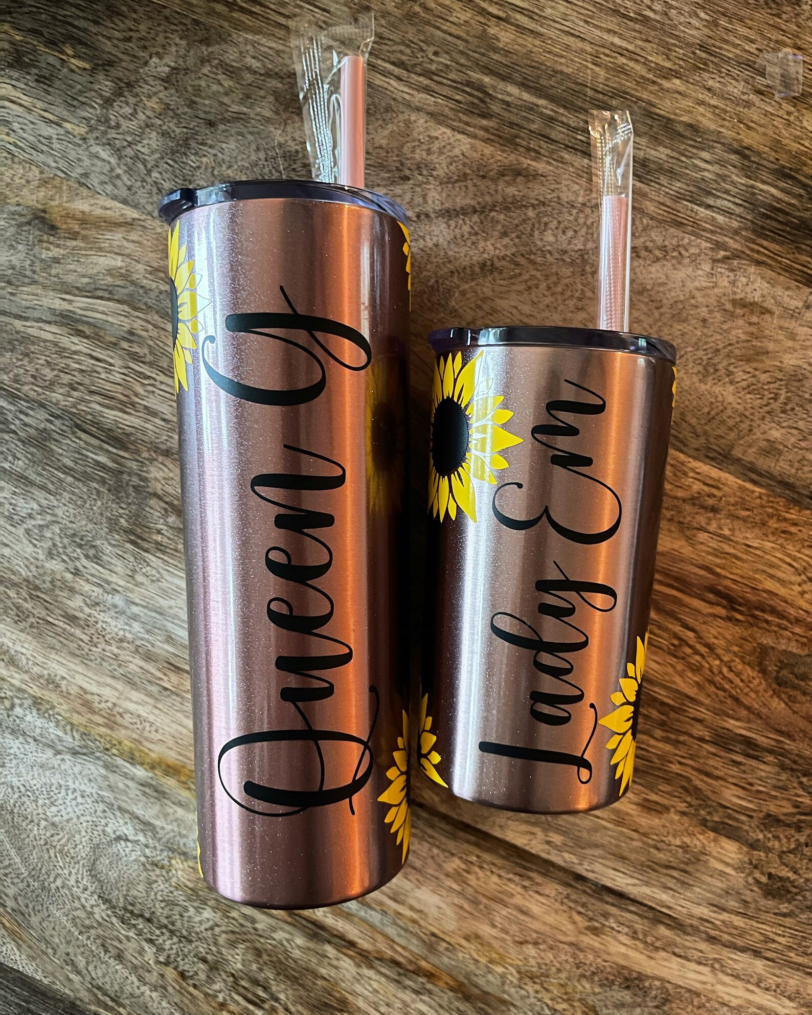 Mama And Mini Tumbler Set Mommy And Me Tumbler Set Sunflower Etsy
