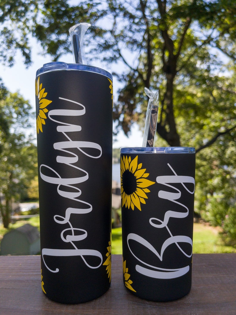 Mama And Mini Tumbler Set Mommy And Me Tumbler Set Sunflower Etsy