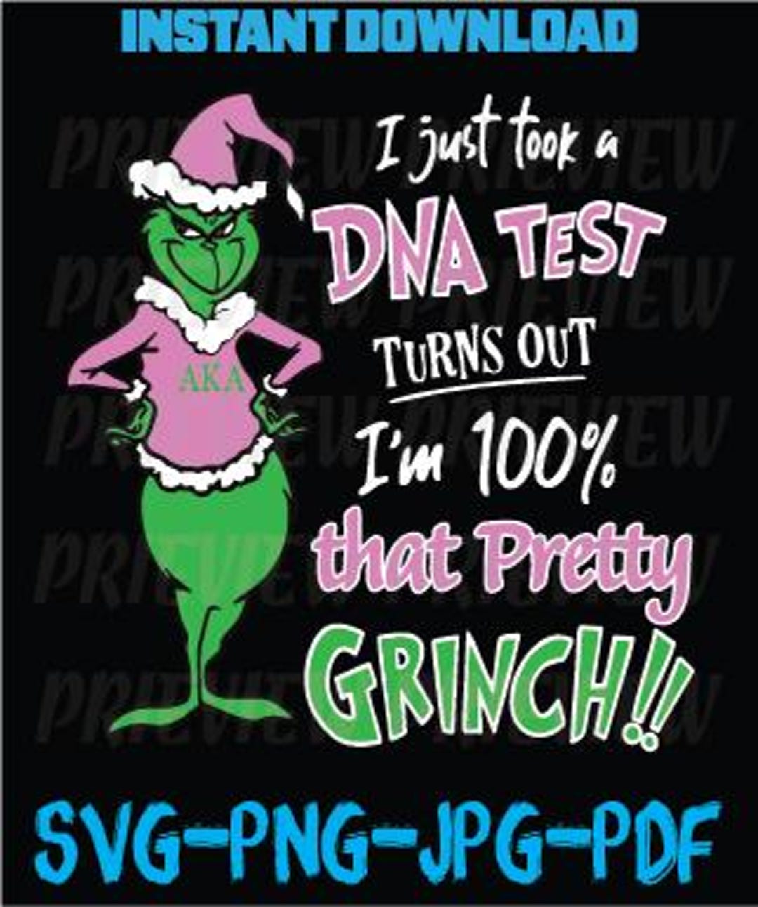 Pretty Grinch Christmas AKA Design Alpha Kappa Alpha SVG, Jpg, Png Zip ...