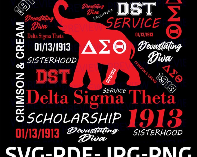 Delta Sigma Theta Multi Design for Black Background Print SVG, Jpg, Png ...