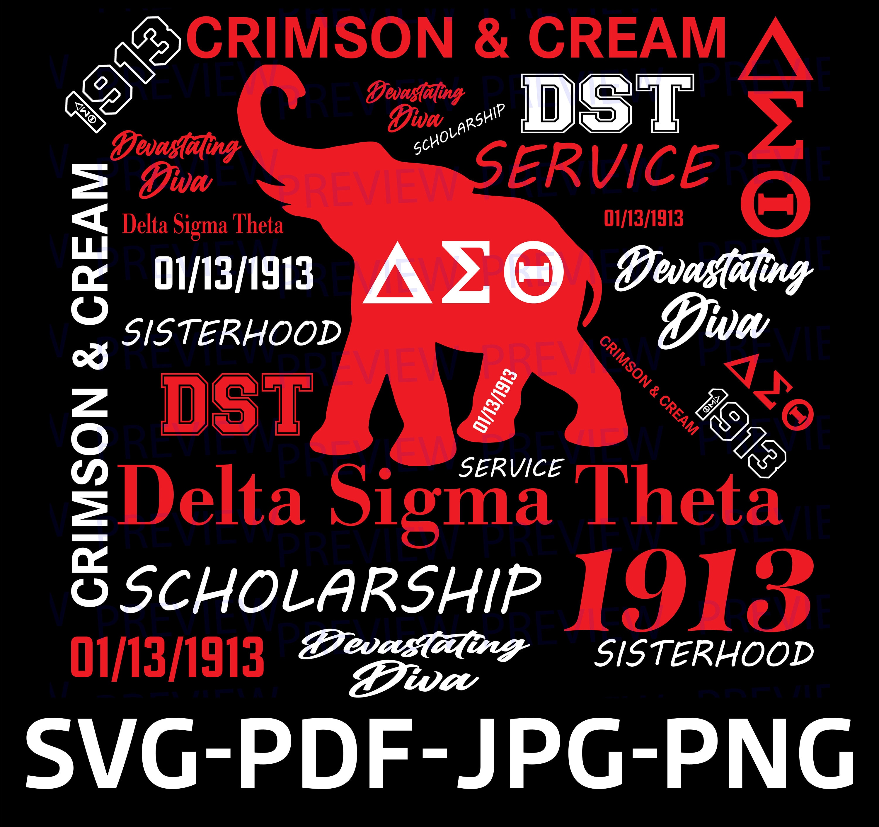 Delta Sigma Theta Multi Design for Black Background Print SVG, Jpg, Png ...