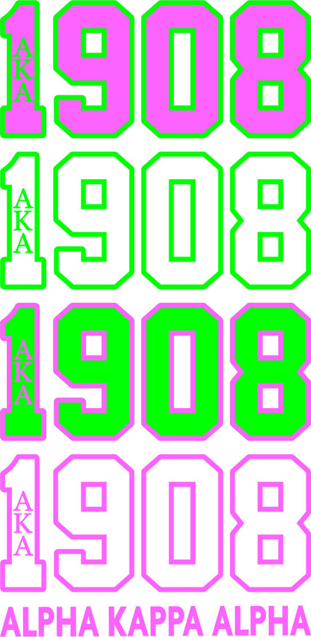 1908 AKA- Alpha Kappa Alpha Bundle SVG & Png Zip File- Single Color and ...