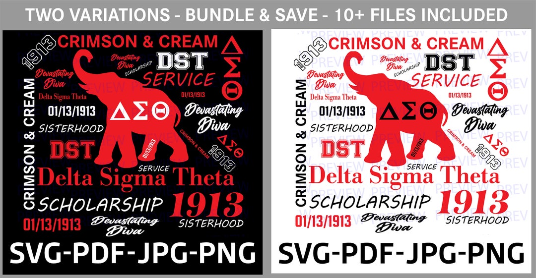 Delta Sigma Theta Multi Design Bundle for Black & White Background ...
