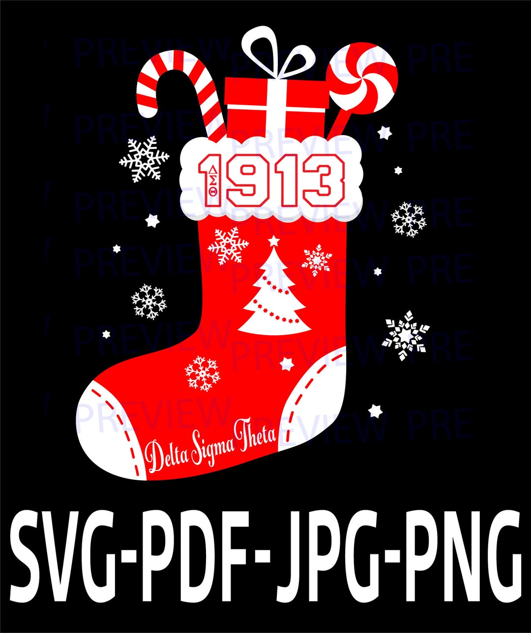 Delta Christmas Stocking Print or T-shirt Design-delta Sigma Theta- SVG ...