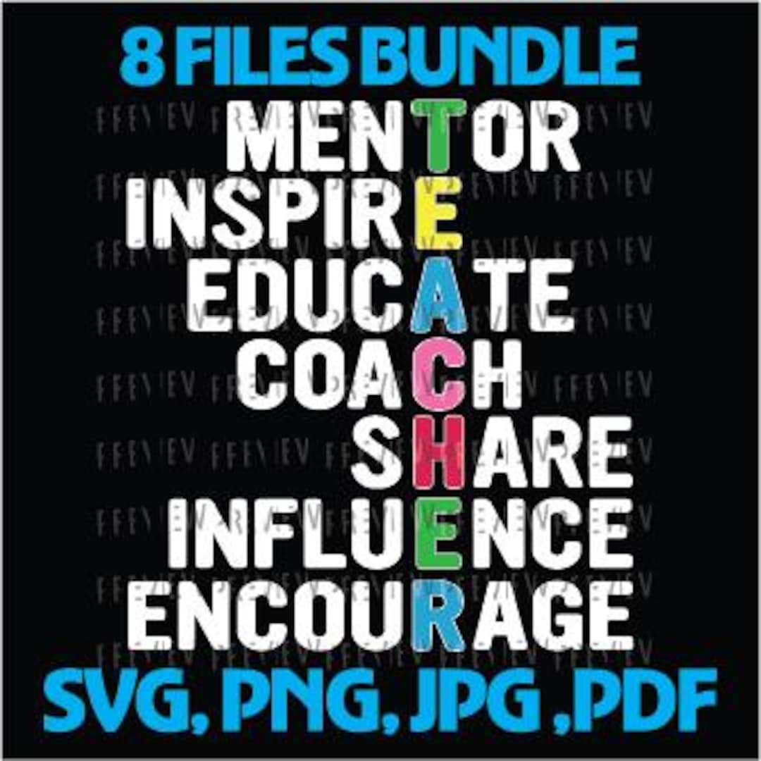 Teacher T-shirt or Print Design SVG, PNG, Jpg, PDF Bundle Zip File ...