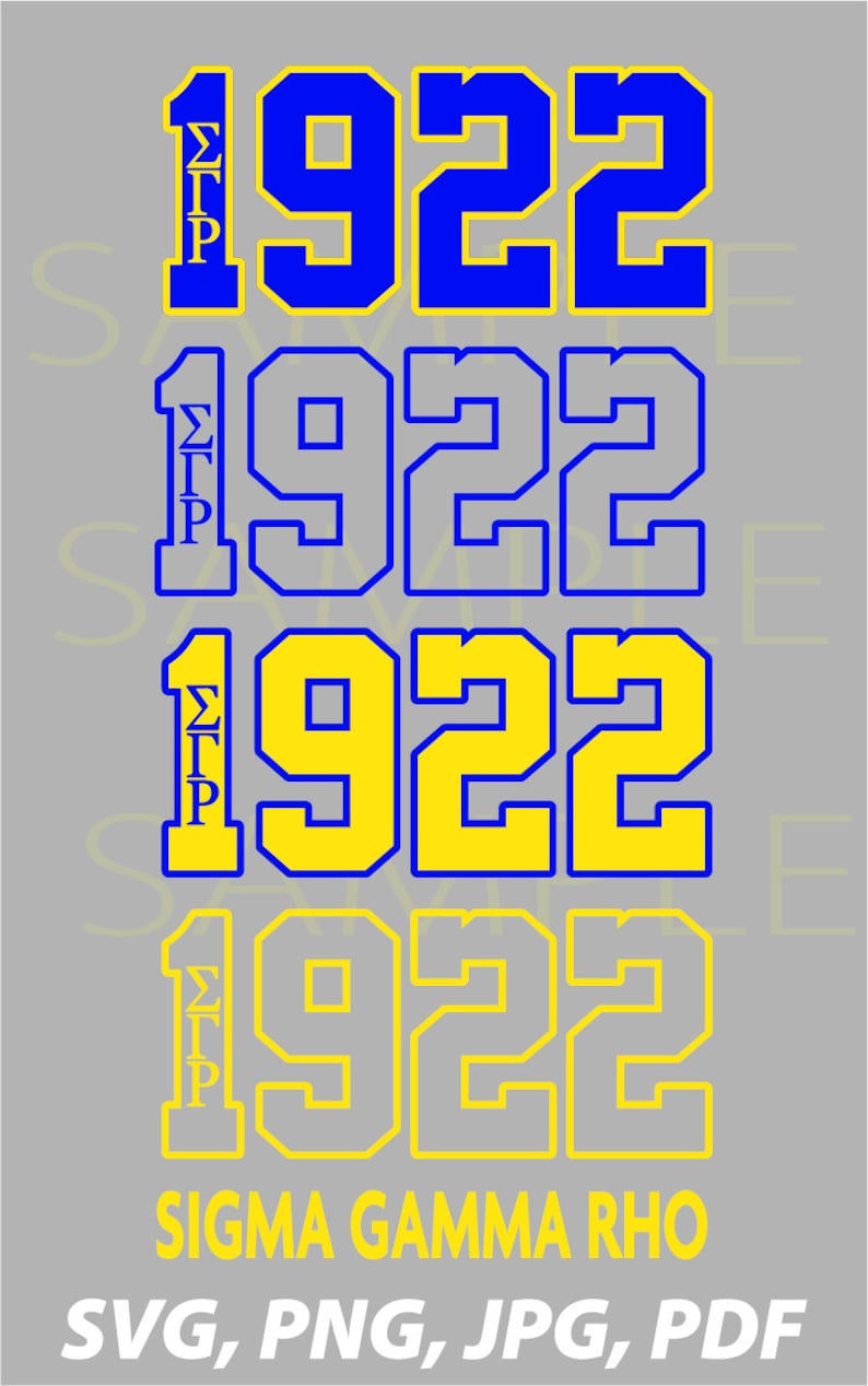 1922- Sigma Gamma Rho Bundle SVG & PNG Zip File- Single Color and ...