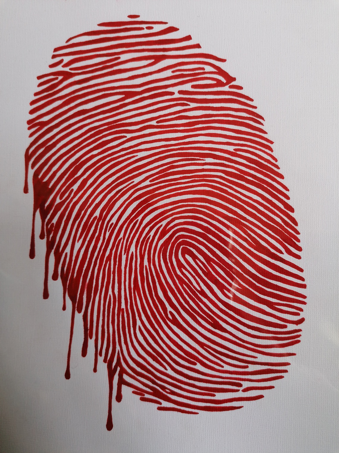 Hand Drawn Real Human Bloody Fingerprint Murder Original Art - Etsy