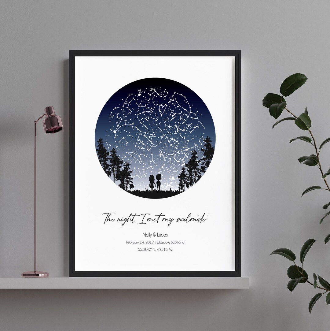 Star Map Anniversary Gift / Personalised Romantic Gifts for Him / Paper ...