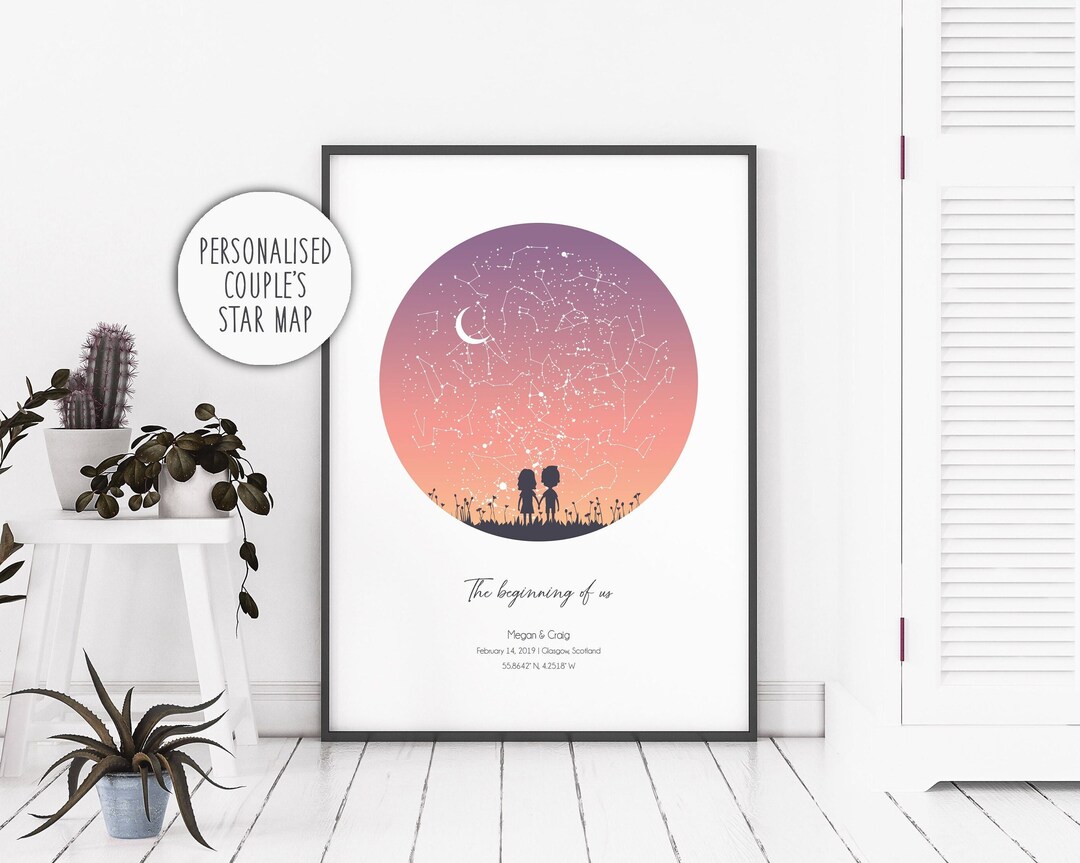 Valentines Day Gift for Him / Star Map Gift / Romantic Valentines Gift ...
