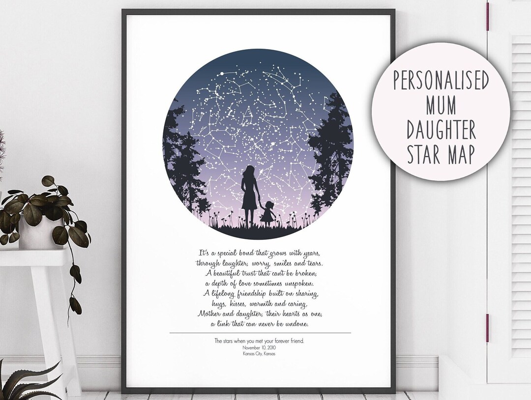 Mothers Day Gift From Daughter / Personalized Star Map Print / Mothers ...