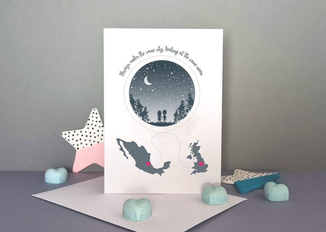 Long Distance Card / Long Distance Relationship Card / Relationship Map ...