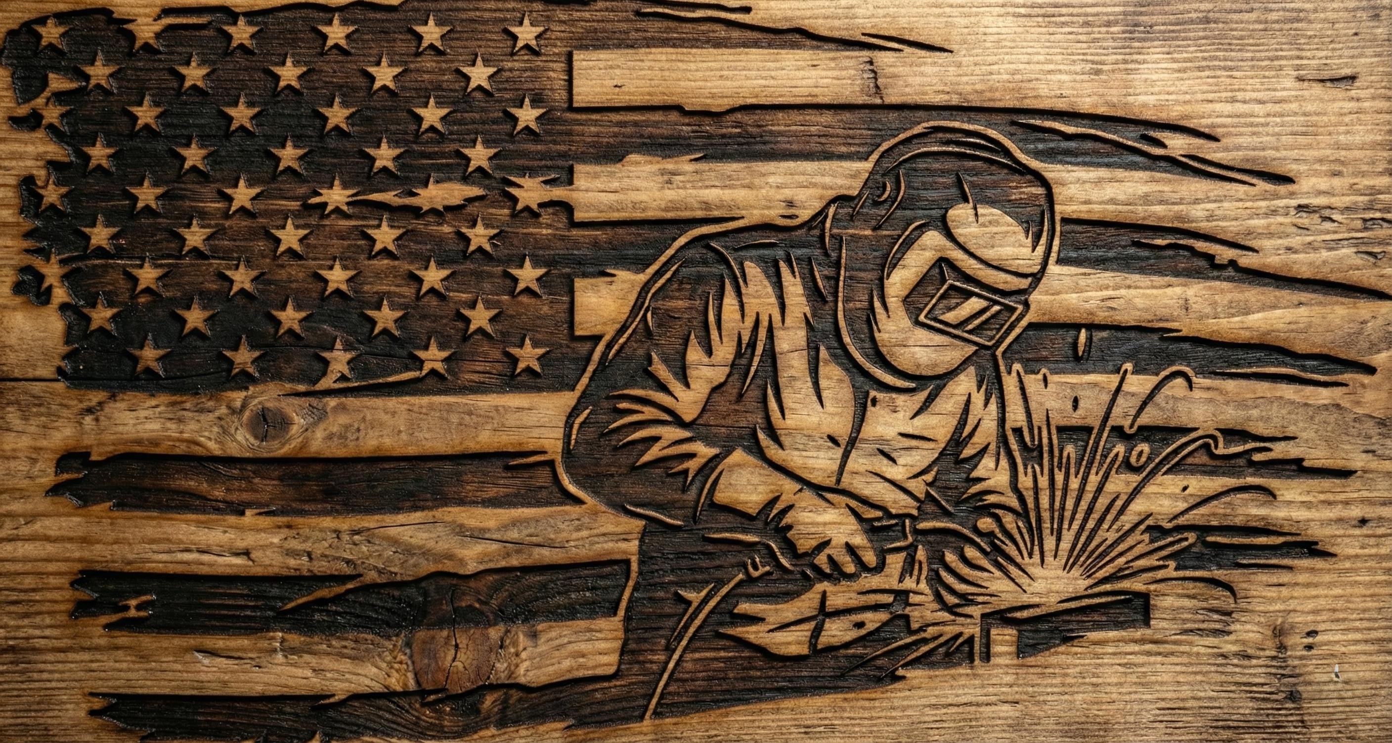 Welder USA Flag Silhouette, CNC Plasma Cutting File (digital Download ...