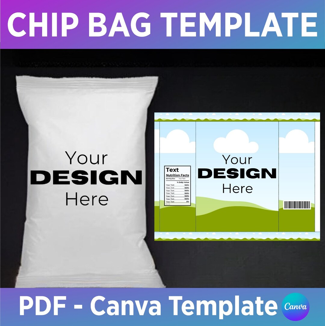 Editable Chip Bag Canva Frame Template, Printable Party Favor, Chips ...