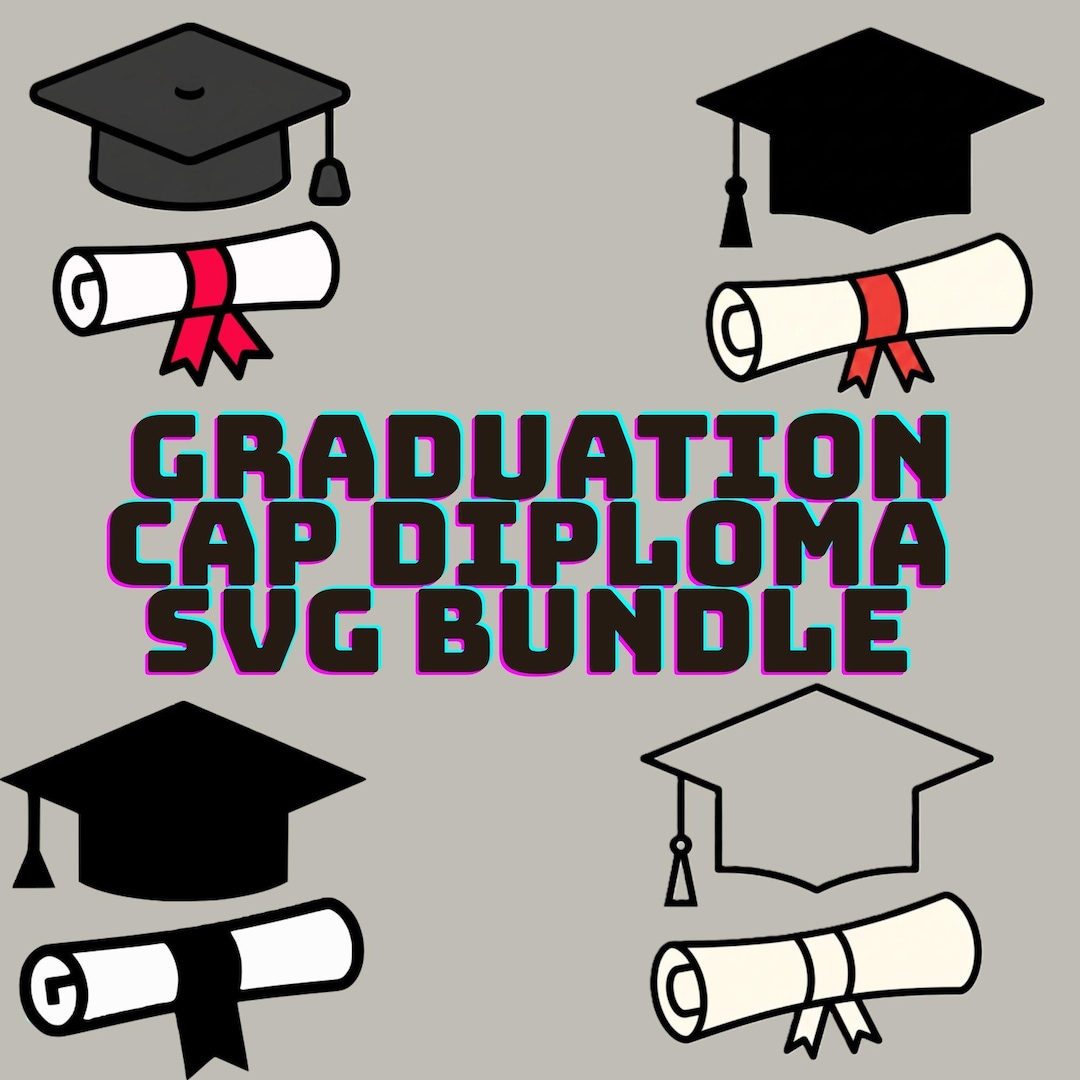 Graduation Cap & Diploma SVG Clipart | Cricut Cut Files (digital ...