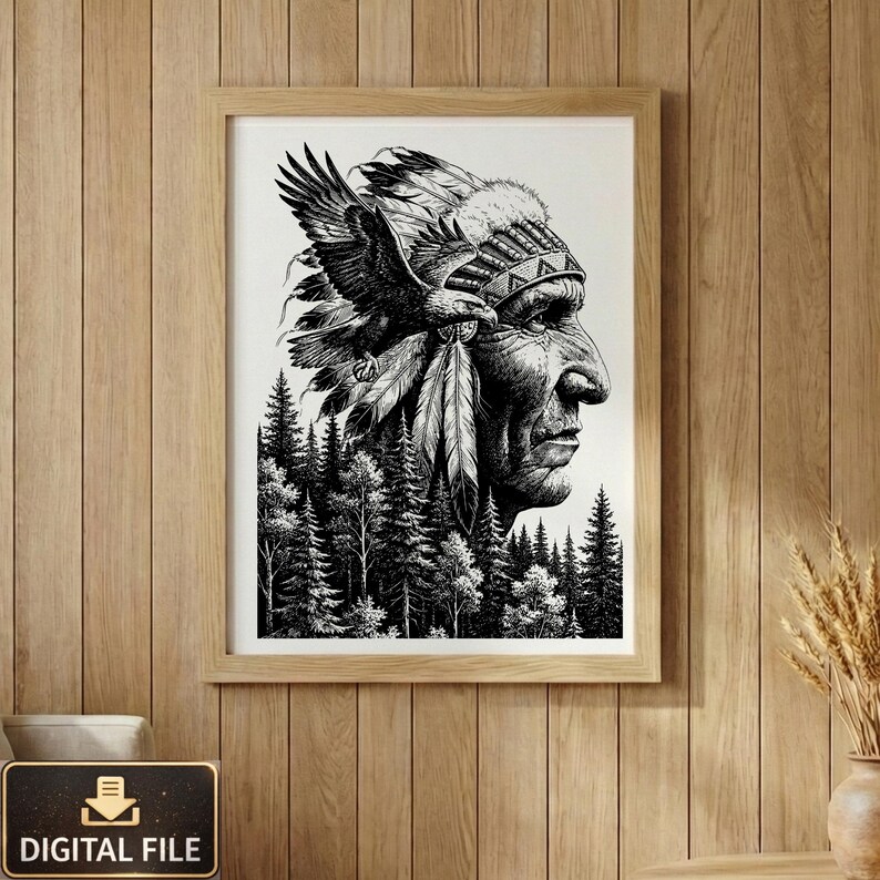 Native American Chief Eagle Laser Engraving SVG | Spiritual Wilderness ...