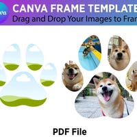 Canva Frame Template, Dog Paw Print Canva Frame, Editable Photo Fill ...