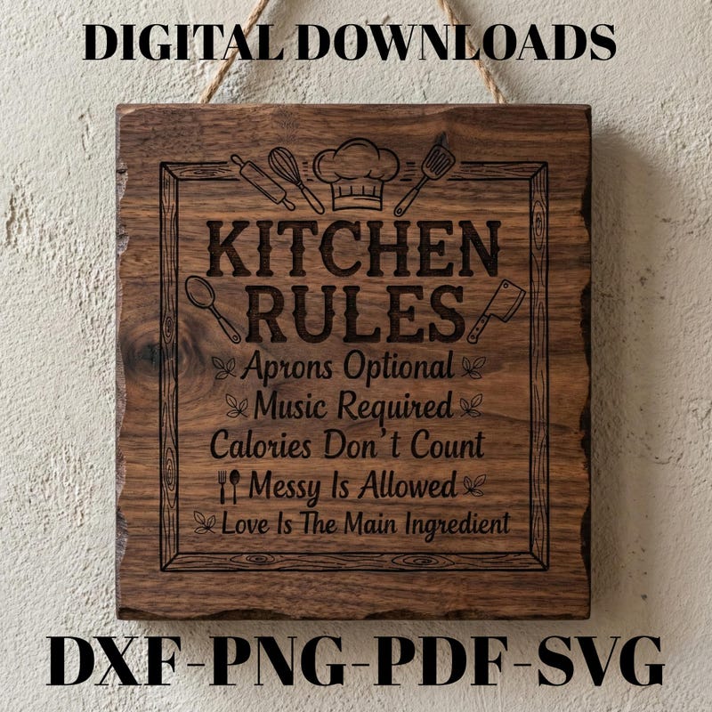 Kitchen Rules Sign - Etsy