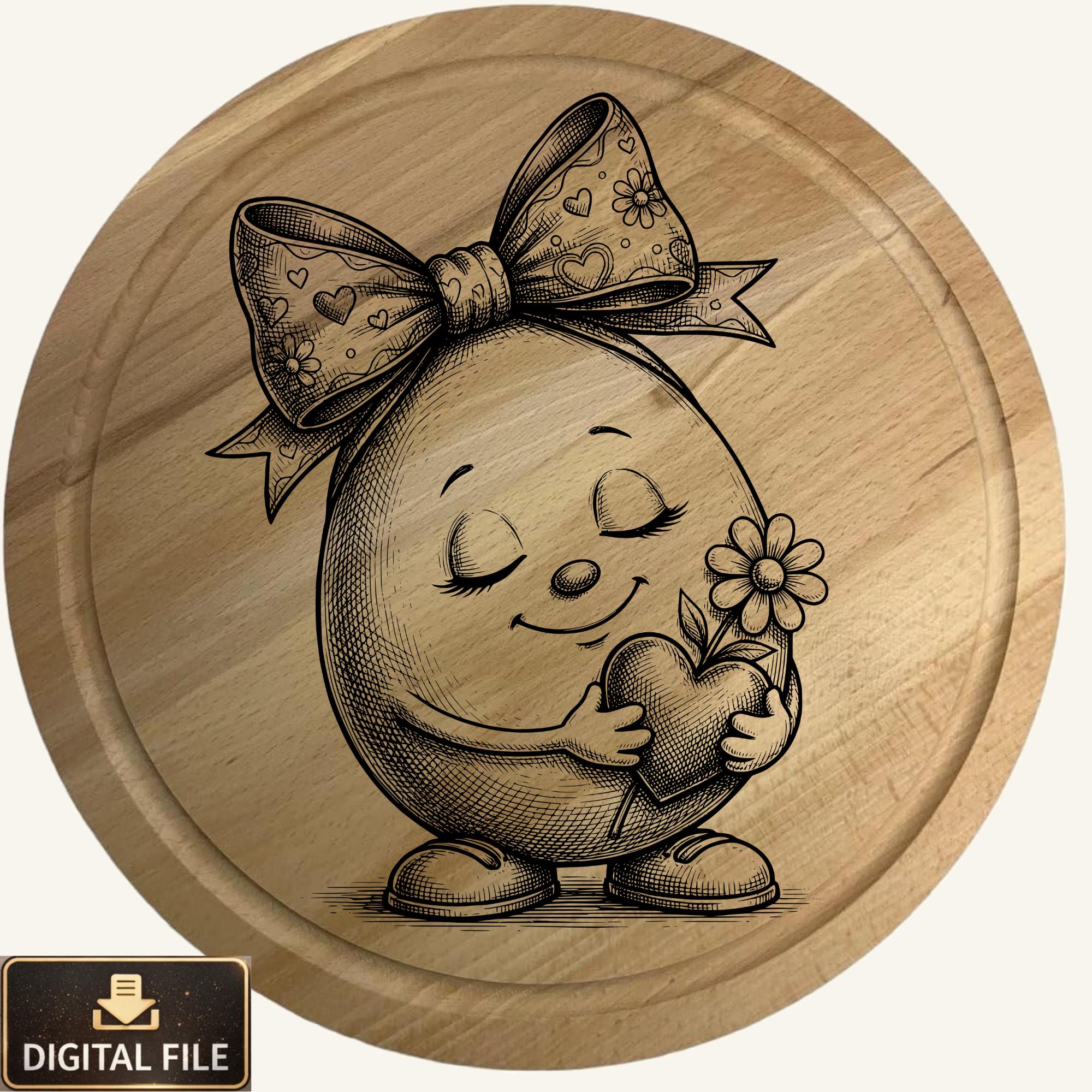 7 Egg Character Wood Engraving SVG PNG Bundle | Cute Easter Egg Laser ...