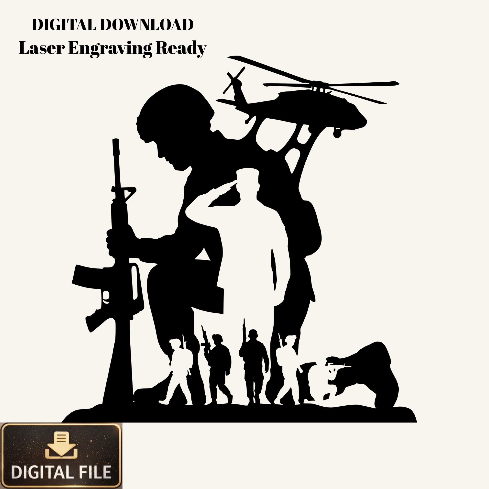 Military Soldier Laser Engraving File, Army SVG DXF, Veteran Tribute ...