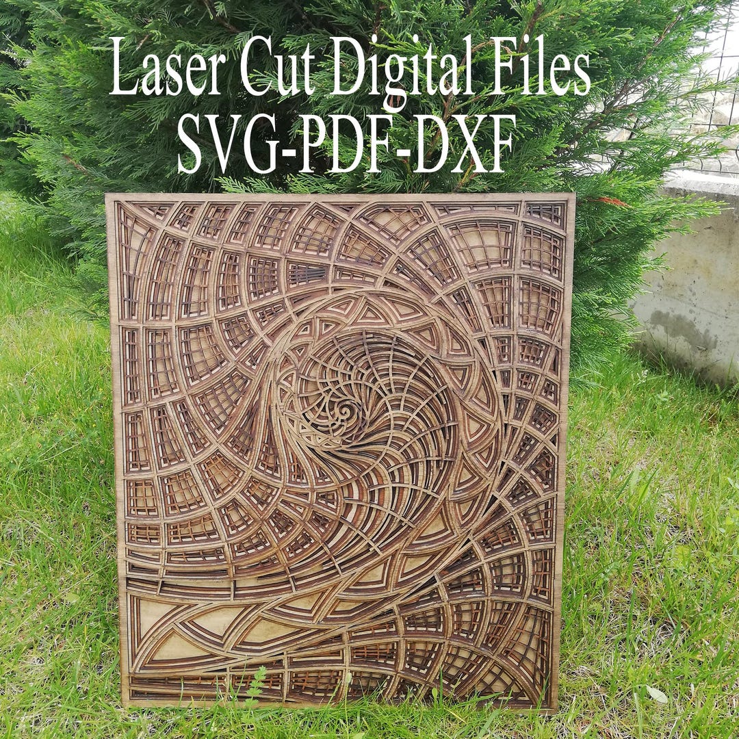 Special Design Spiral and Waves Modern Art. Wall Art. Laser Cut Digital ...