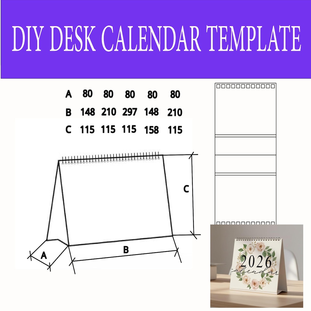 Printable Desk Calendar Template, Modern Office (SVG-DXF-PDF) - Etsy