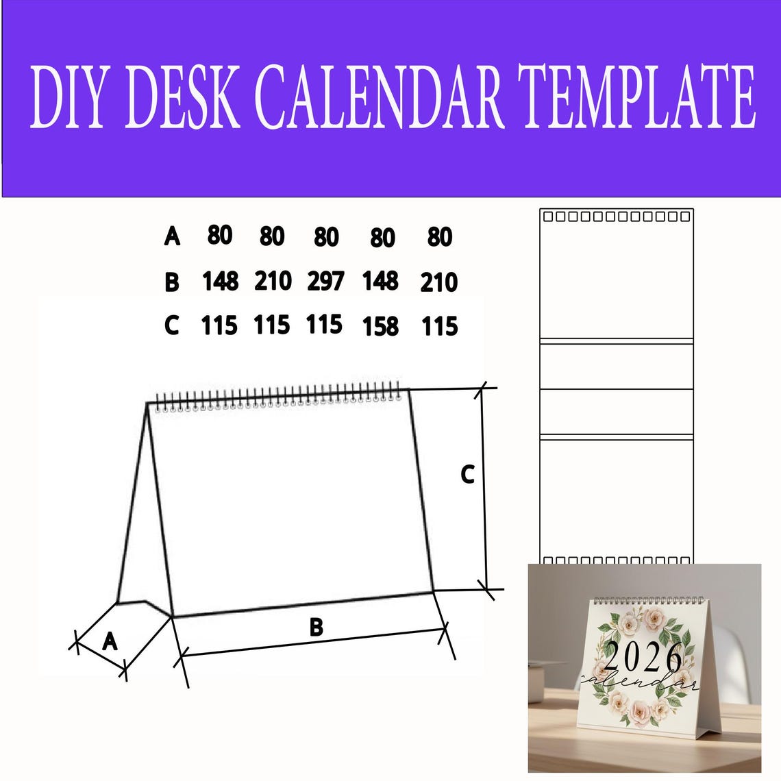 Printable Desk Calendar Template, Modern Office (SVG-DXF-PDF) - Etsy