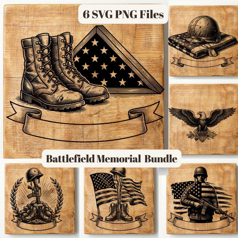 Personalized Military Memorial SVG Bundle, Battlefield Cross Tribute ...