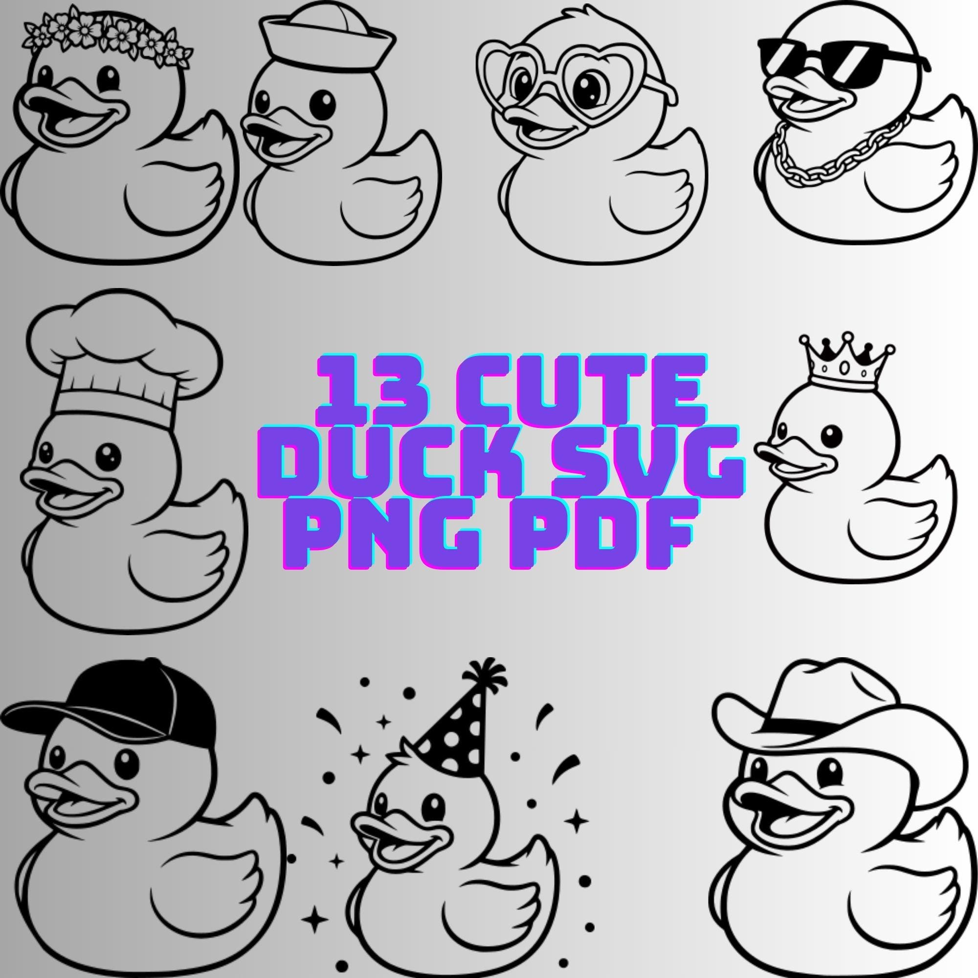 Duck SVG Bundle | 13 Cute Duck Svg Png Pdf | Cartoon Rubber Duck ...
