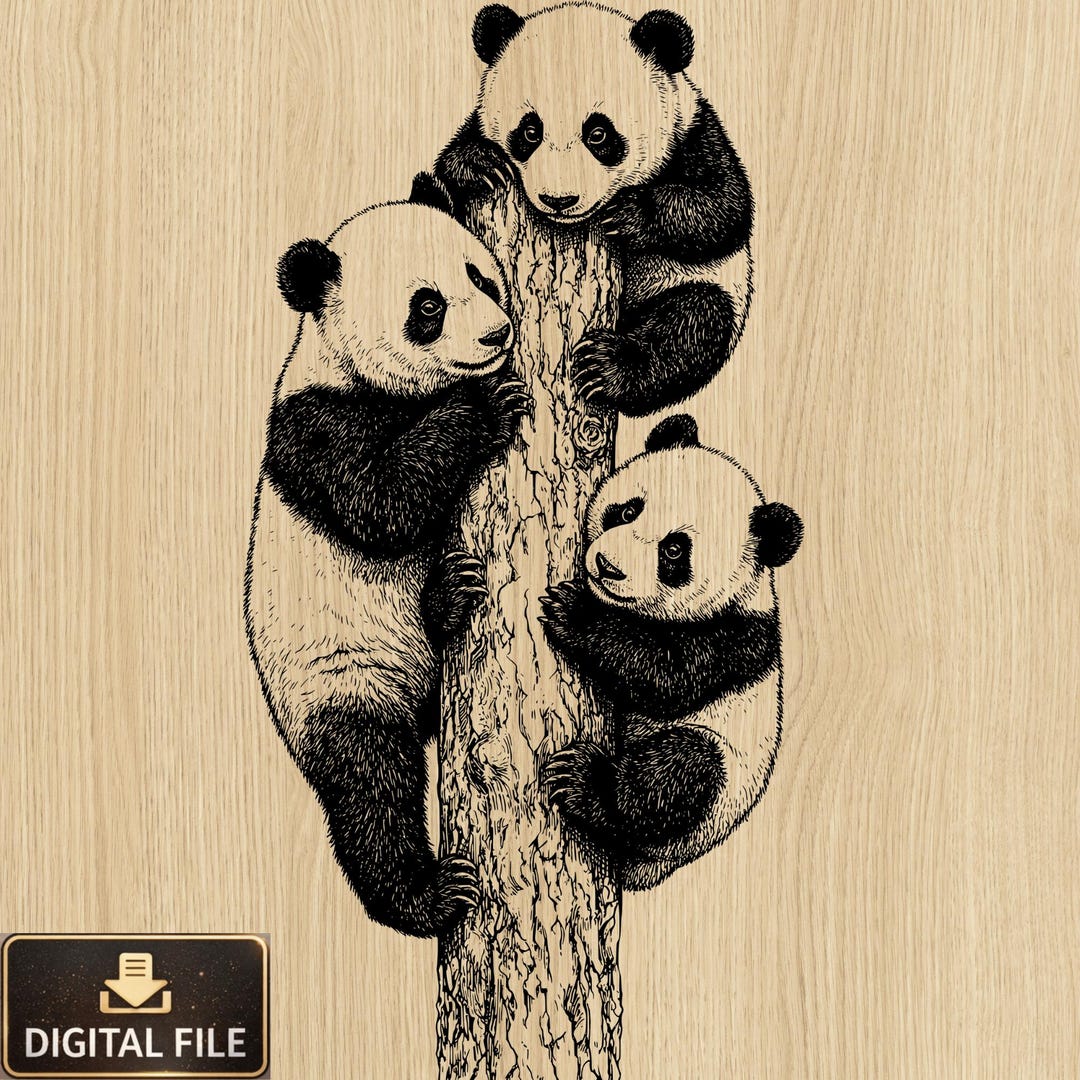 Baby Panda Laser Engraving SVG PNG | Cute Panda Nursery Art | Woodland ...