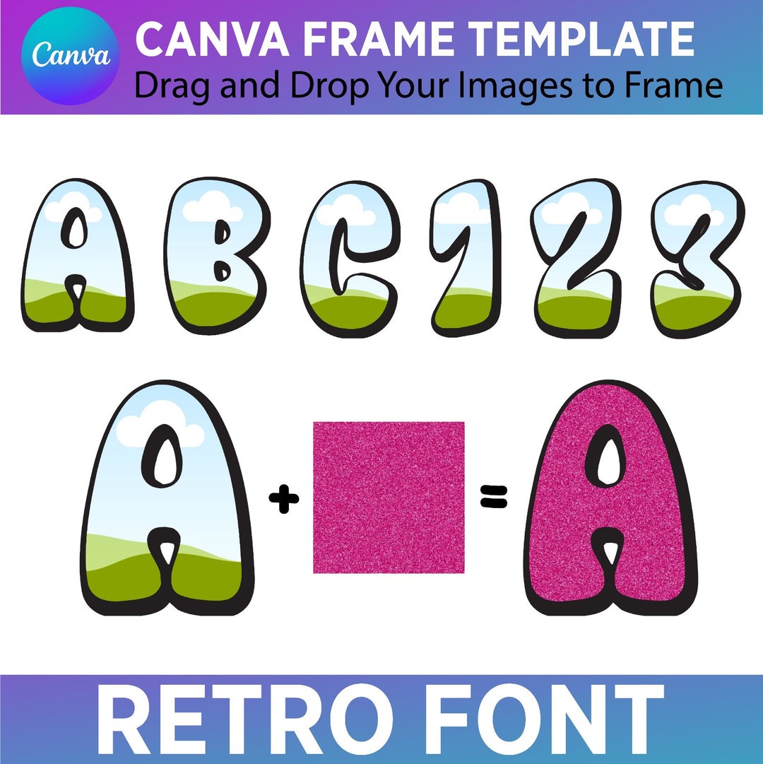 Editable Retro Groovy Doodle Alphabet Canva Frame Template, Vintage ...