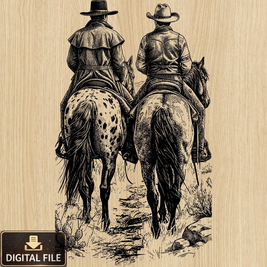 Cowboy Horseback Laser Engraving SVG PNG | Western Ranch Wall Art ...