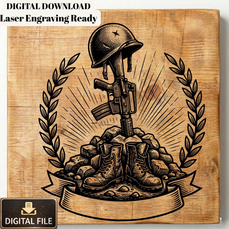 Personalized Military Memorial SVG Bundle, Battlefield Cross Tribute ...