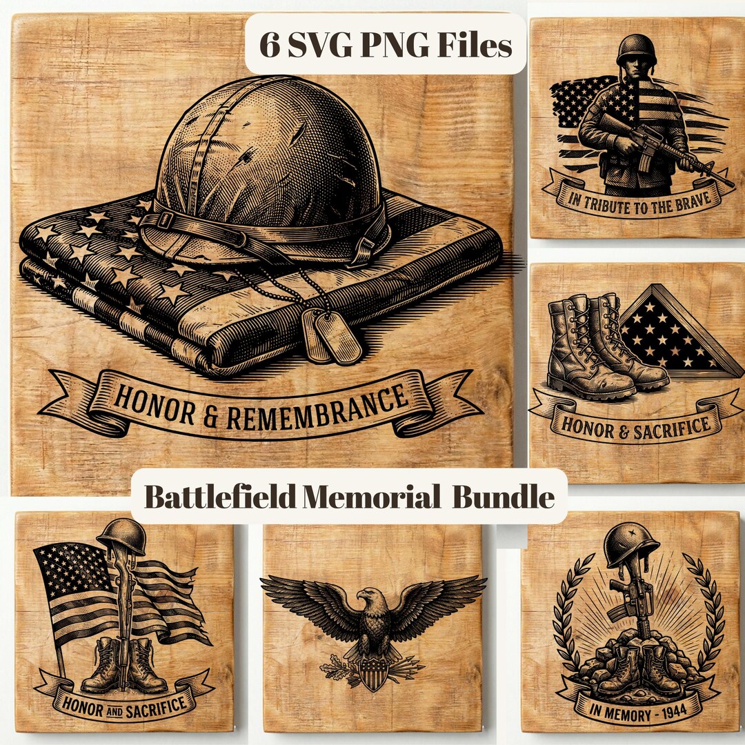 Personalized Military Memorial SVG Bundle, Battlefield Cross Tribute ...