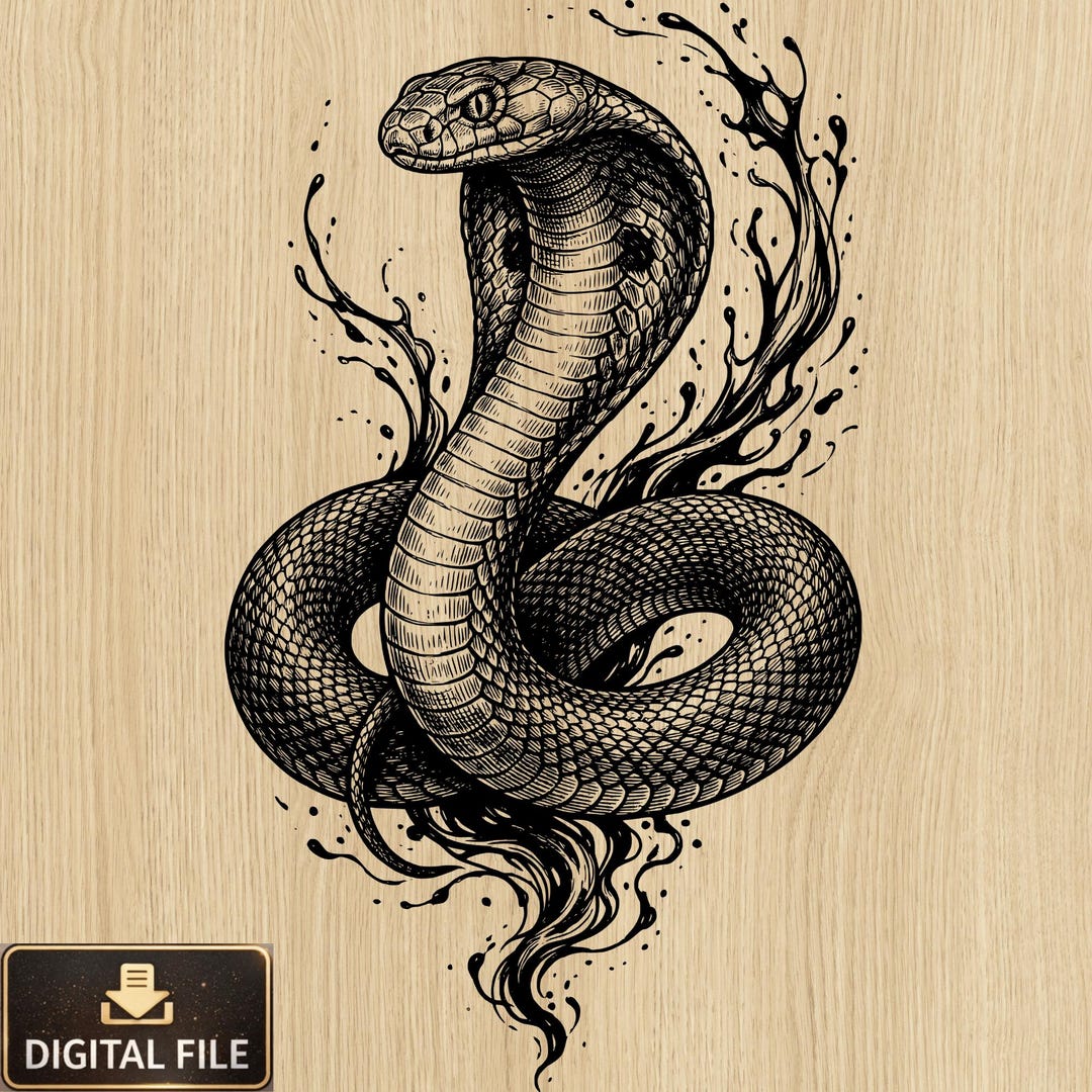 Cobra Snake Laser Engraving SVG PNG | Venom Snake Line Art | Tattoo ...