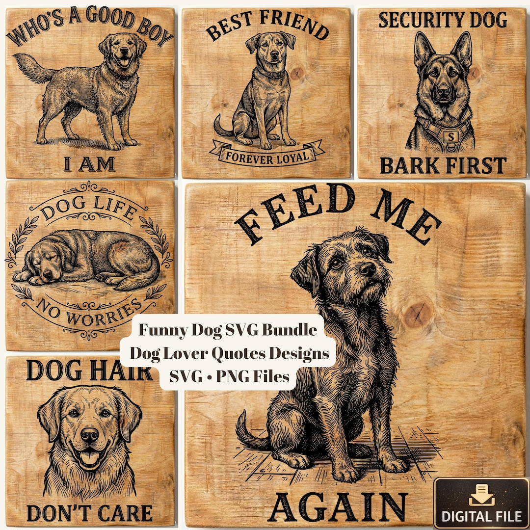 Funny Dog Quotes SVG Bundle, Dog Lover Pet Humor Designs (digital ...