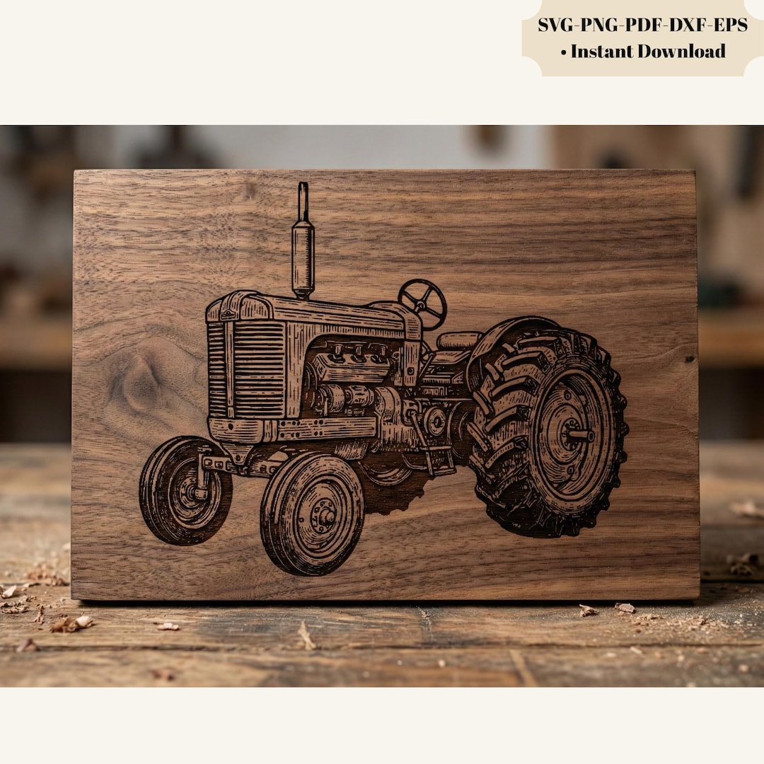 Vintage Tractor SVG | Farm Tractor Laser Engraving Design | Retro ...