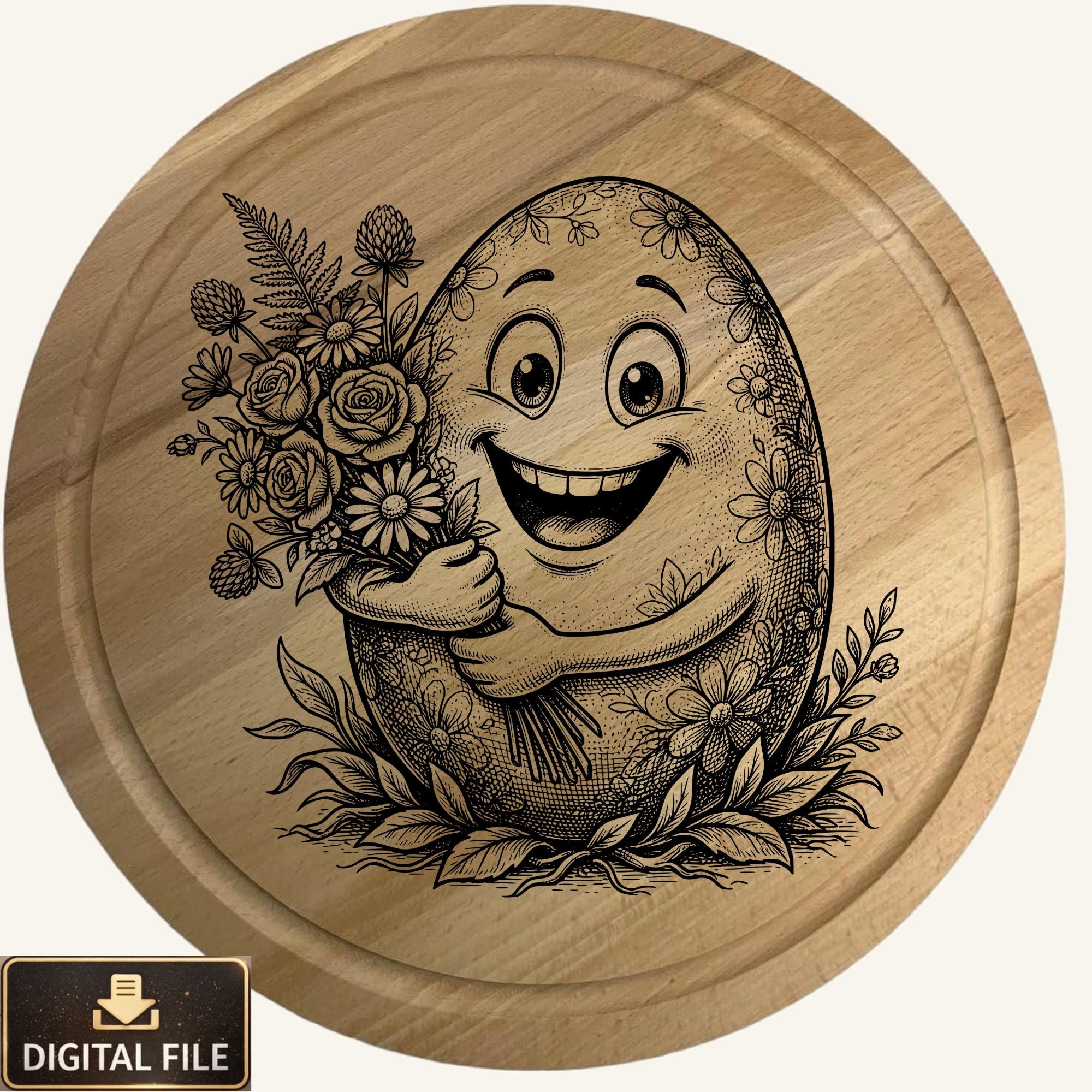 7 Egg Character Wood Engraving SVG PNG Bundle | Cute Easter Egg Laser ...