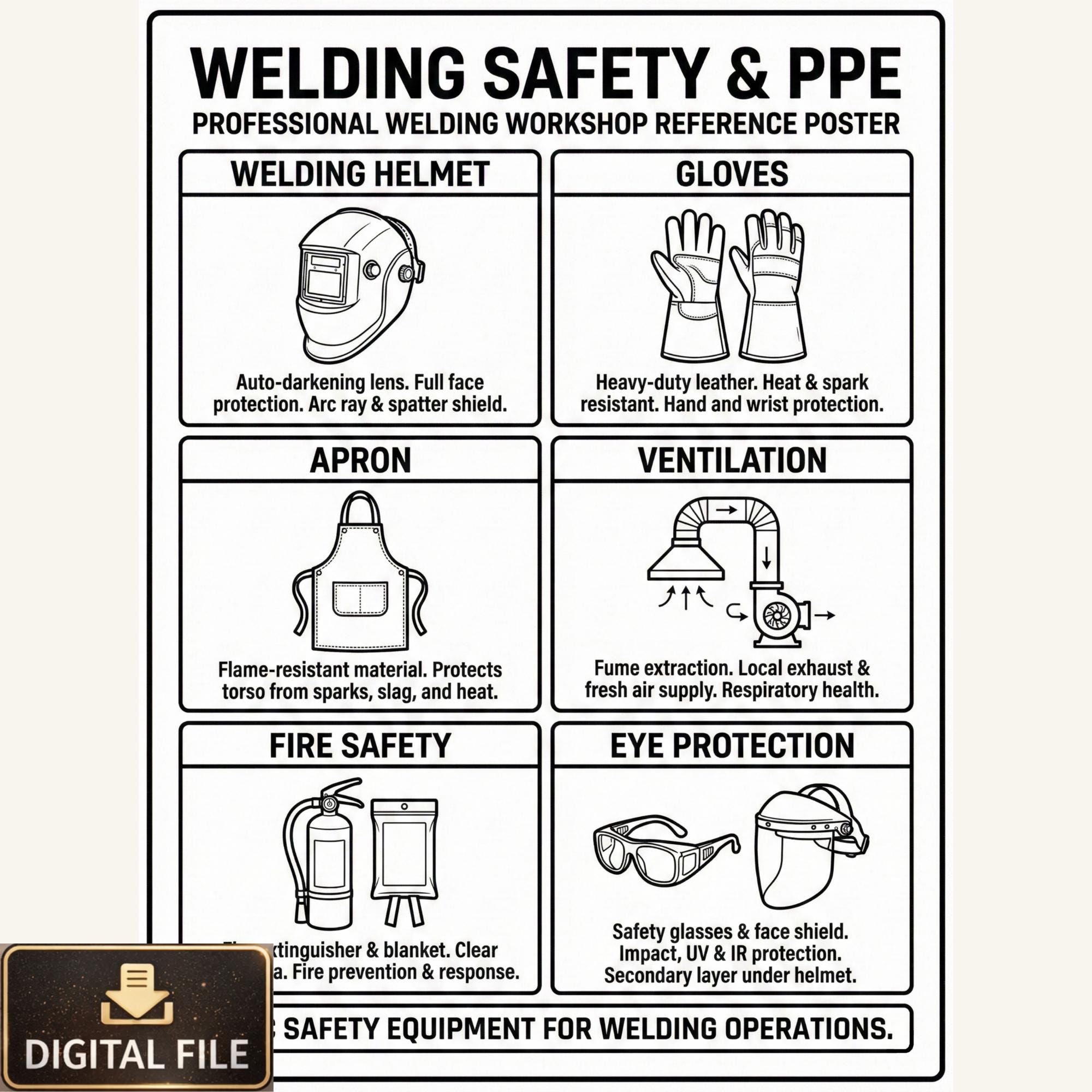 Welding Shop Wall Chart Set – 6 Professional MIG TIG Welding Reference ...