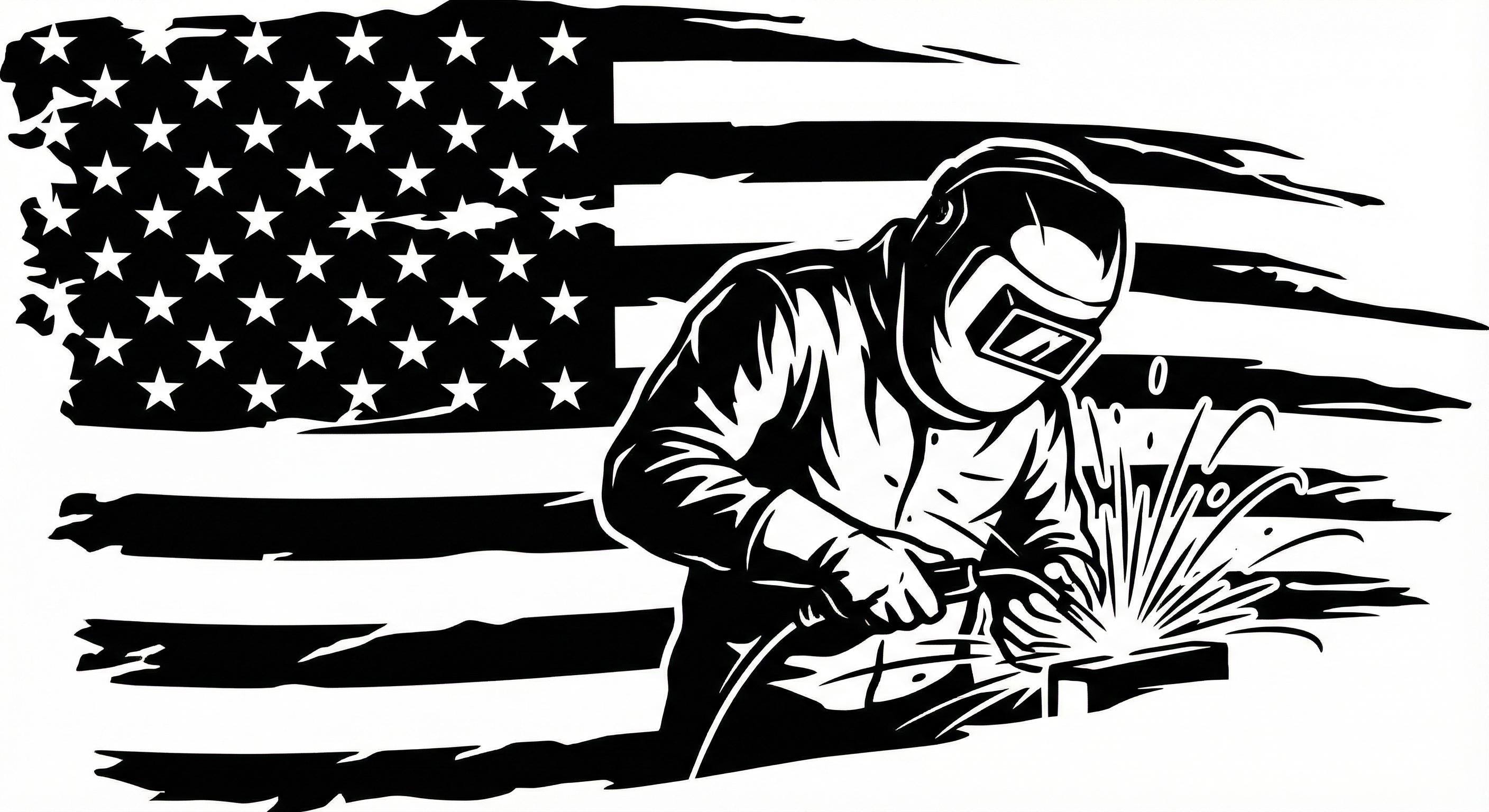 Welder USA Flag Silhouette, CNC Plasma Cutting File (digital Download ...