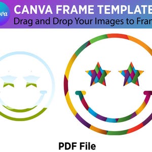 Editable Retro Smileys, Flowers and Checks Canva Frame, Template Design ...